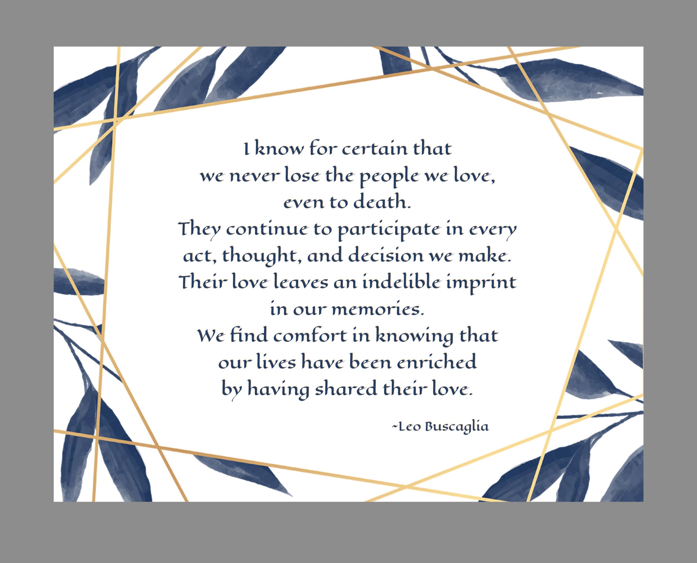 Funeral Thank You Notes Sympathy Acknowledgement Cards Blue Leaves - Etsy