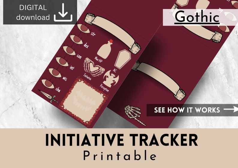 Gothic Initiative Tracker Dnd 5e Printable Dungeons and Dragons Vampire ...