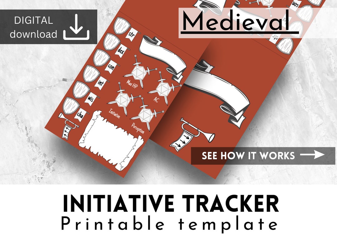 D&D 5e Initiative Tracker Printable Dungeons and Dragons - Etsy Australia