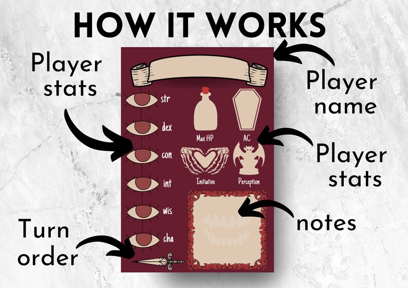 Gothic Initiative Tracker Dnd 5e Printable Dungeons and Dragons Vampire ...