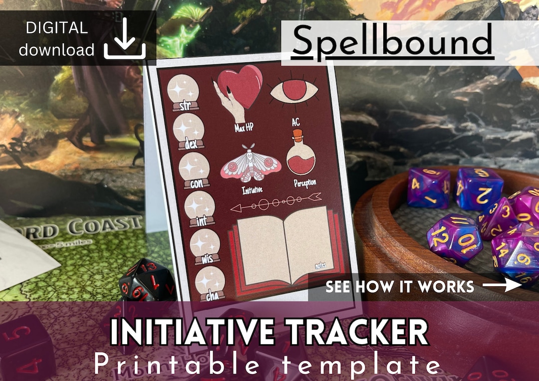 D&D 5e Initiative Tracker Printable Dungeons and Dragons Witch ...