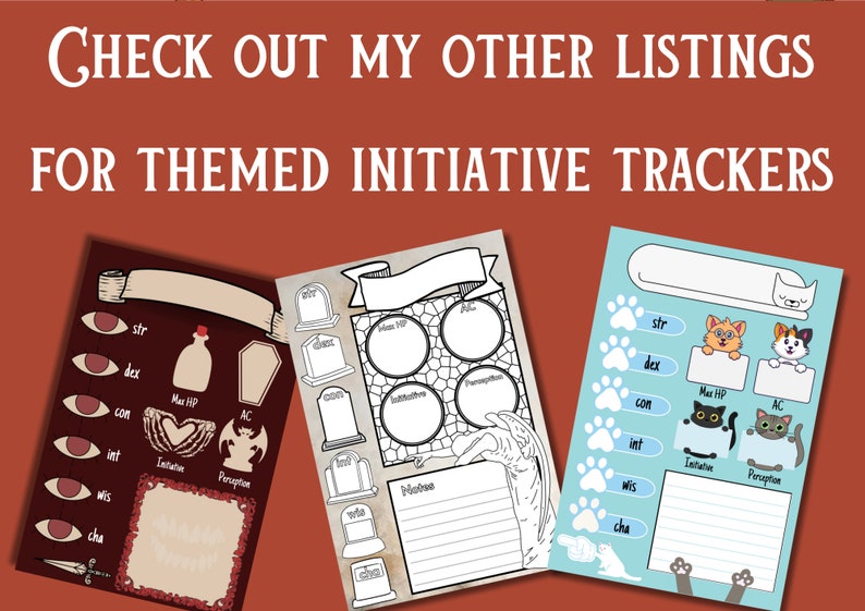 D&D 5e Initiative Tracker Printable Dungeons and Dragons Cards ...