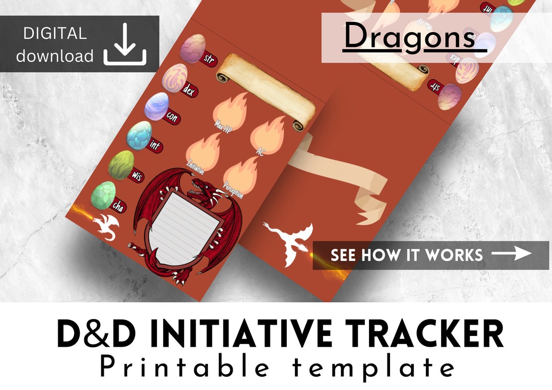 D&D 5e Initiative Tracker Printable Dungeons and Dragons Cards ...