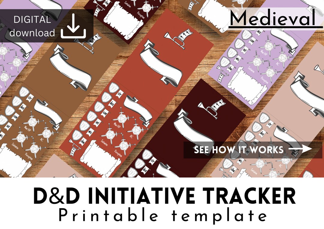 D&D 5e Initiative Tracker Printable Dungeons and Dragons - Etsy UK