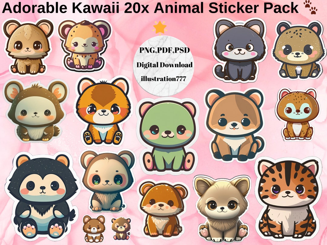Kawaii Animal Stickers Cute and Colorful Decals Perfect for - Etsy