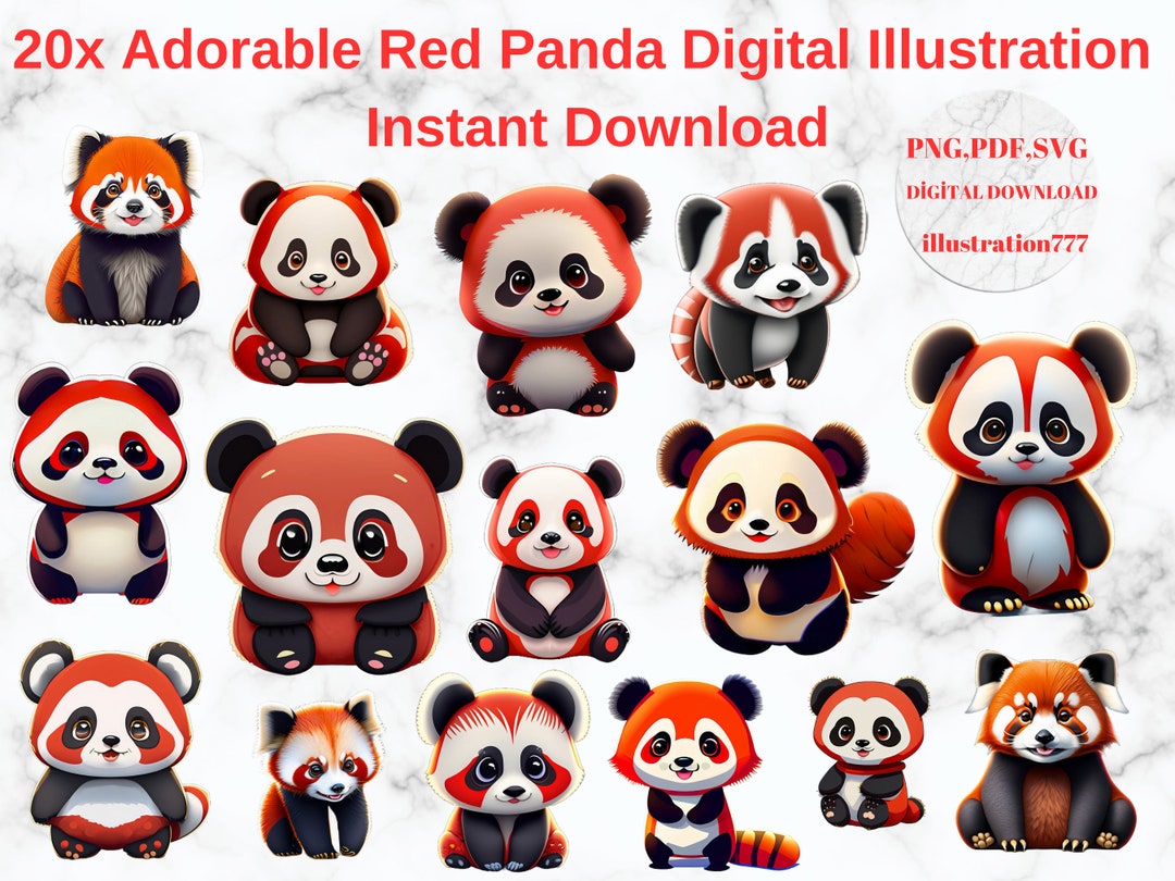 Red Panda Clipart Adorable Digital Illustrations Perfect for - Etsy