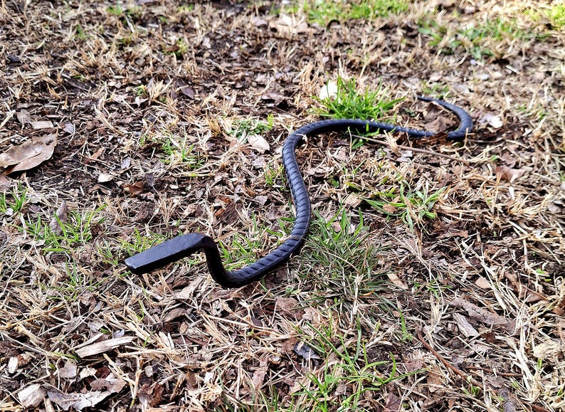 Hand Forged Iron Rebar Snake, Steel Snake Sculpture Decor, Yard Art ...