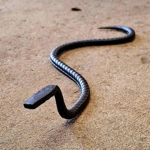 Hand Forged Iron Rebar Snake, Steel Snake Sculpture Decor, Yard Art ...