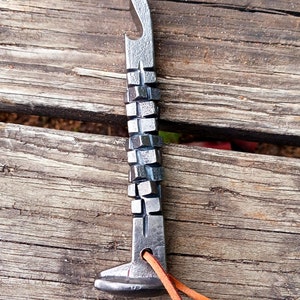 Hand Forged Railroad Spike Bottle Opener With Cube Twist Handle ...