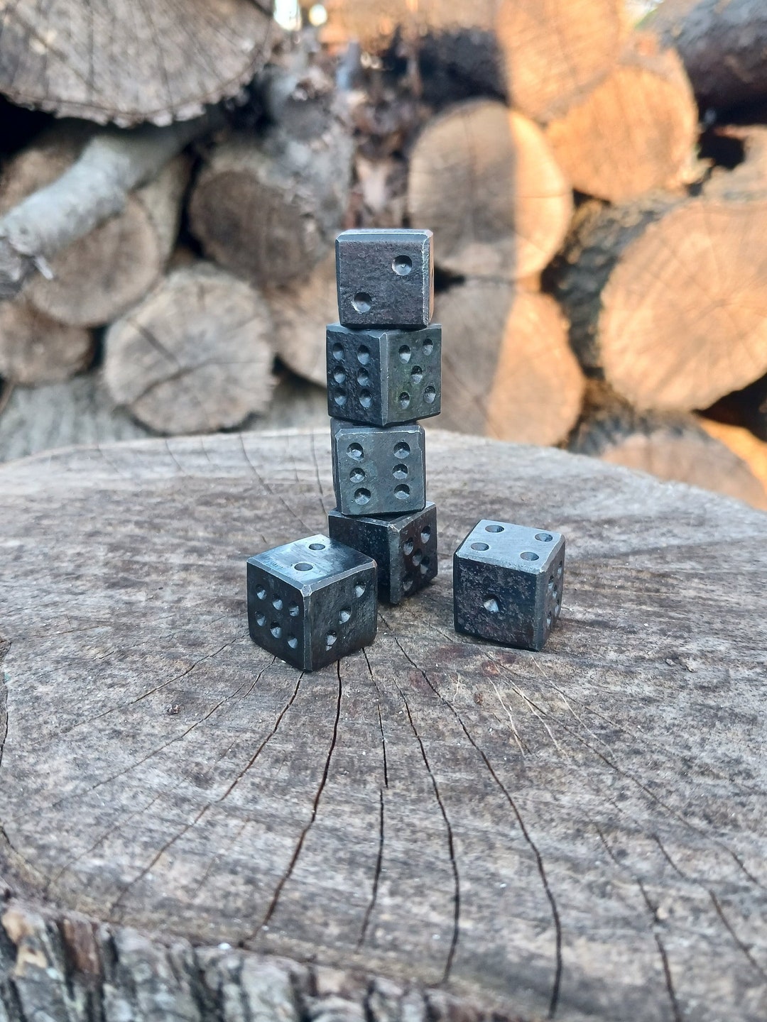 Pair of Steel Dice Hand Forged, Six Sided Board Game Dice, Iron Dice ...