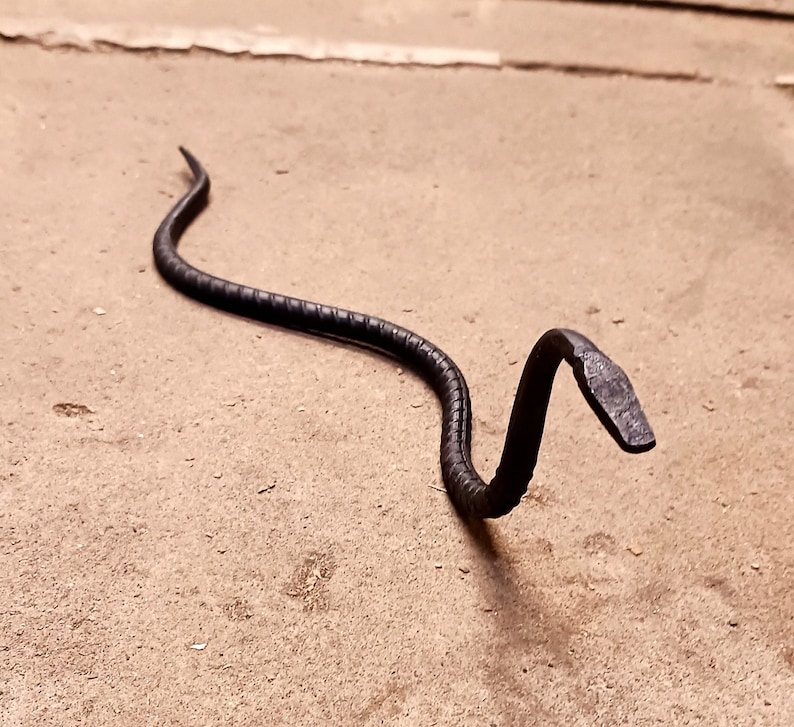 Hand Forged Iron Rebar Snake, Steel Snake Sculpture Decor, Yard Art ...