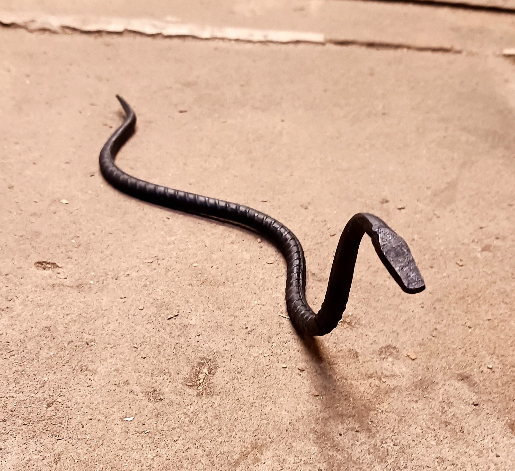 Hand Forged Iron Rebar Snake, Steel Snake Sculpture Decor, Yard Art ...