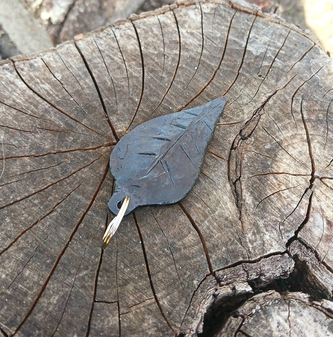Hand Forged Leaf Pendant/keyring/keychain/charm - Etsy