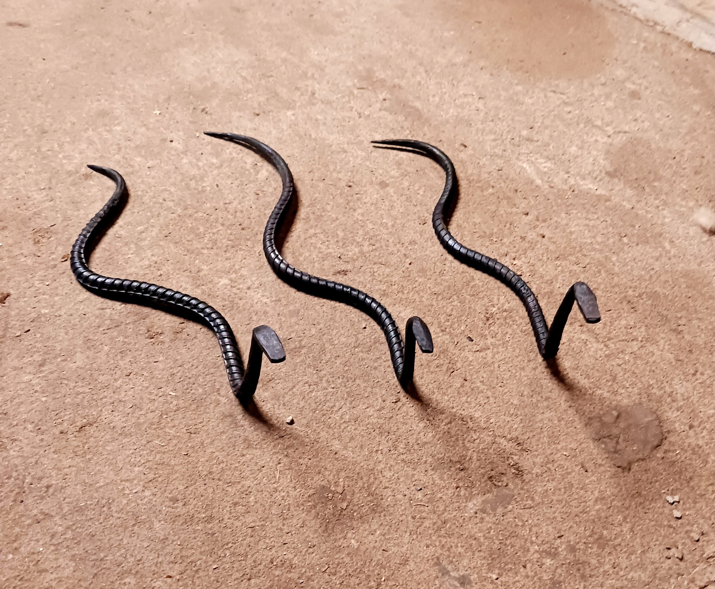 Hand Forged Iron Rebar Snake, Steel Snake Sculpture Decor, Yard Art ...