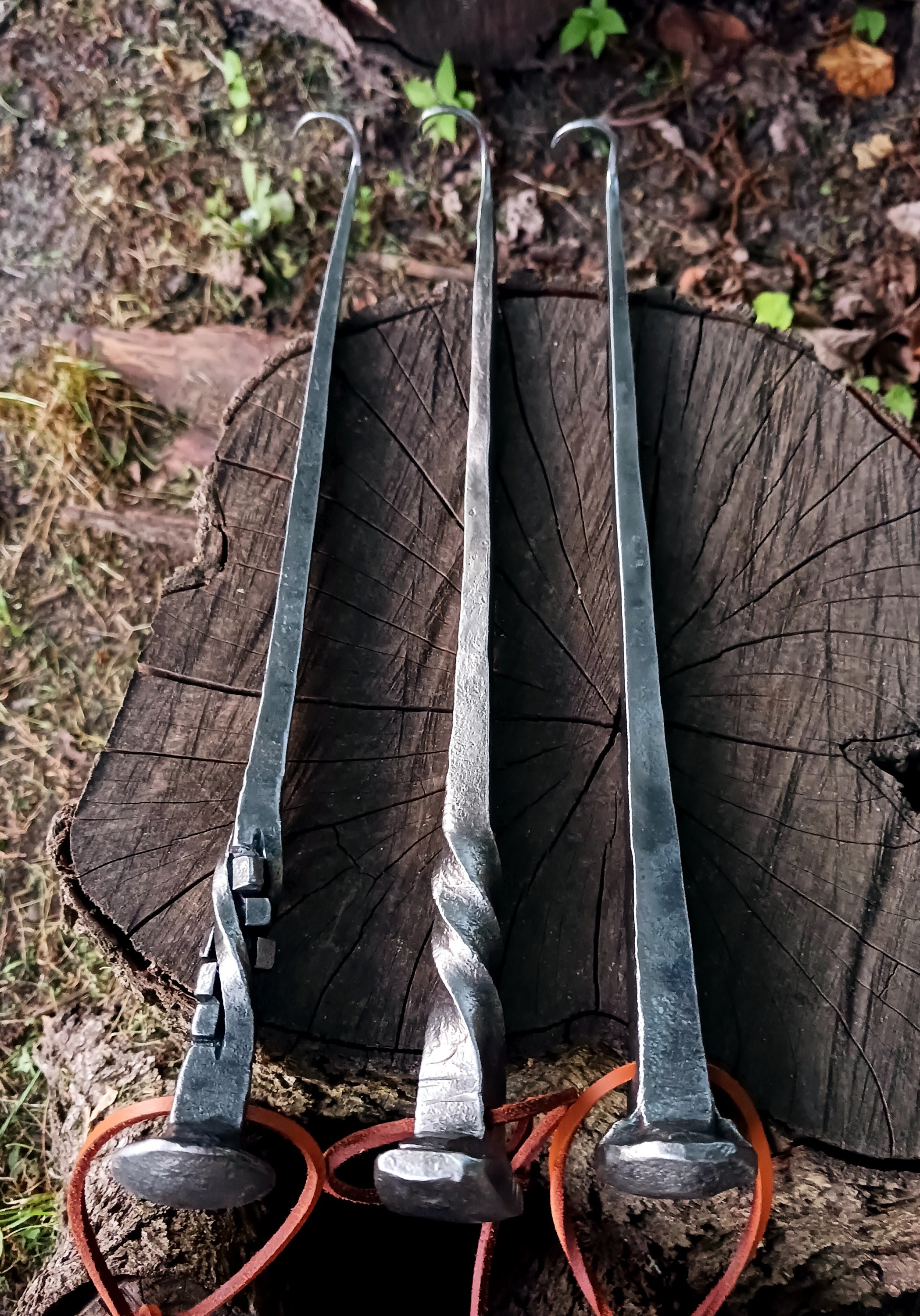 Hand Forged Railroad Spike Steak Flipper Leather Lanyard Included, Meat ...