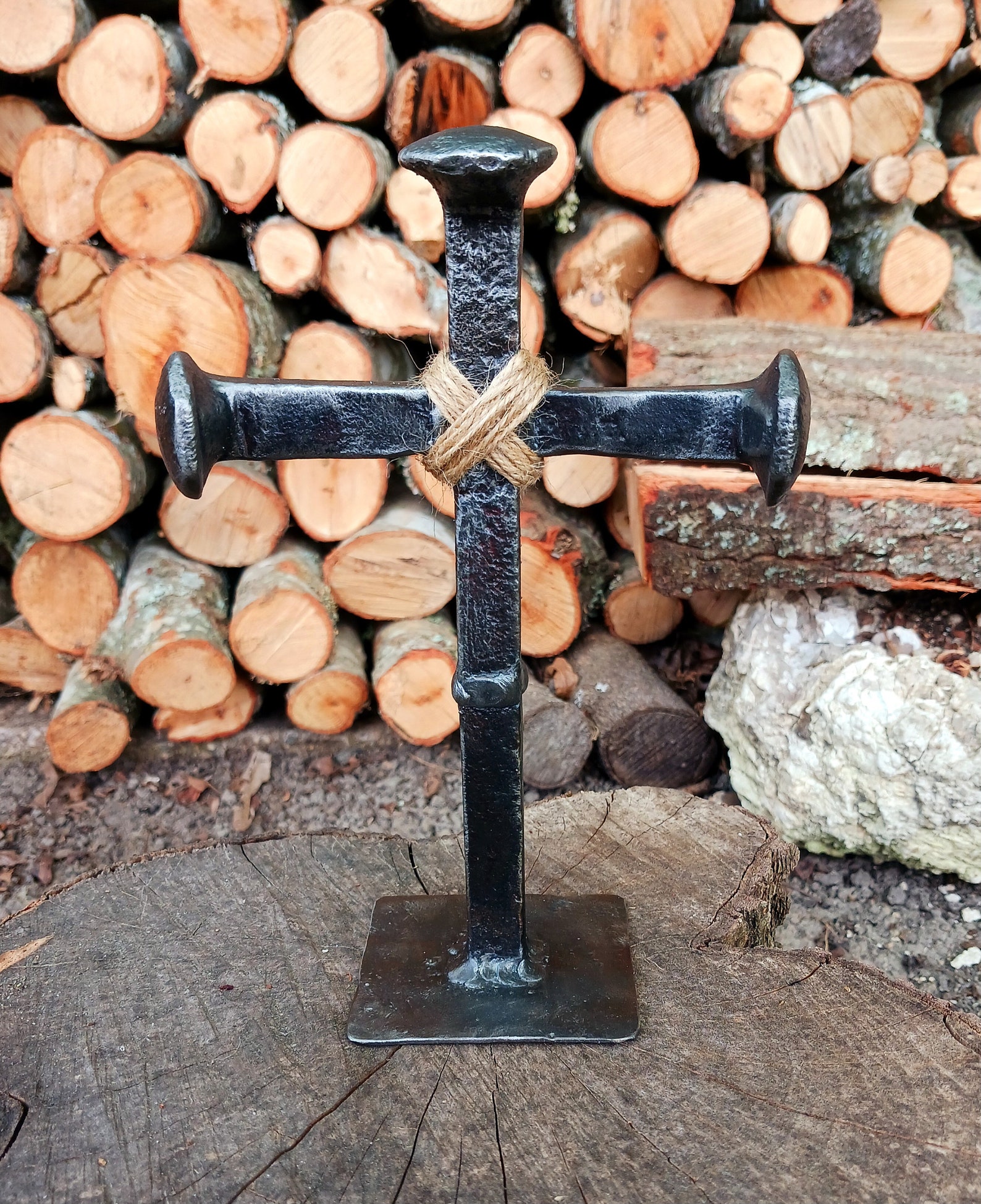 Railroad Spike Cross Home Decor, Christian Crucifix Standing Cross ...