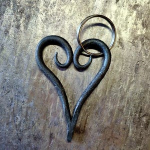 Steel Heart Keyring, Hand Forged Iron Heart Keyring/pendant/charm, Iron ...