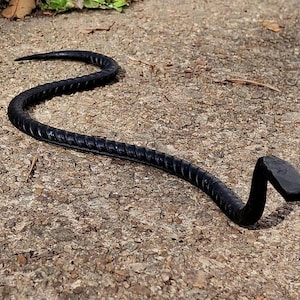 Hand Forged Iron Rebar Snake, Steel Snake Sculpture Decor, Yard Art ...