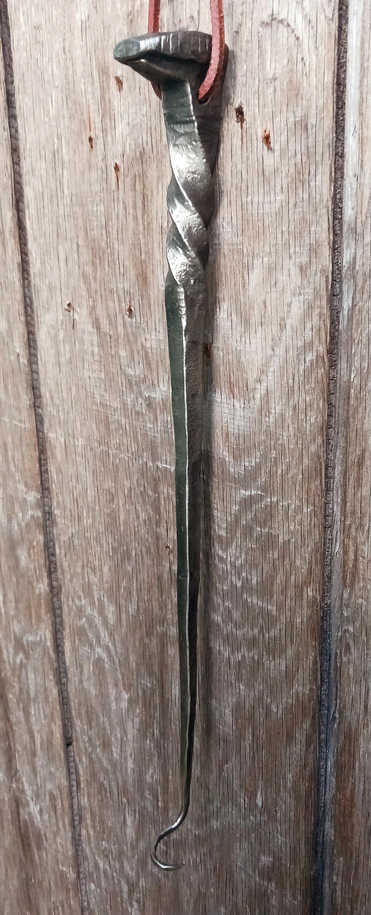 Hand Forged Railroad Spike Steak Flipper Leather Lanyard Included, Meat ...