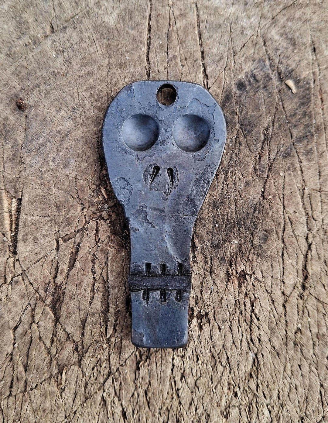 Hand Forged Skull Keychain/pendant/charm, Blacksmith Made, Steel Skull ...