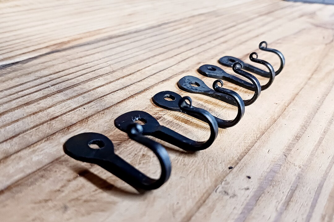 Set of 6 Black Horseshoe Nail Hooks Hand Forged - Etsy