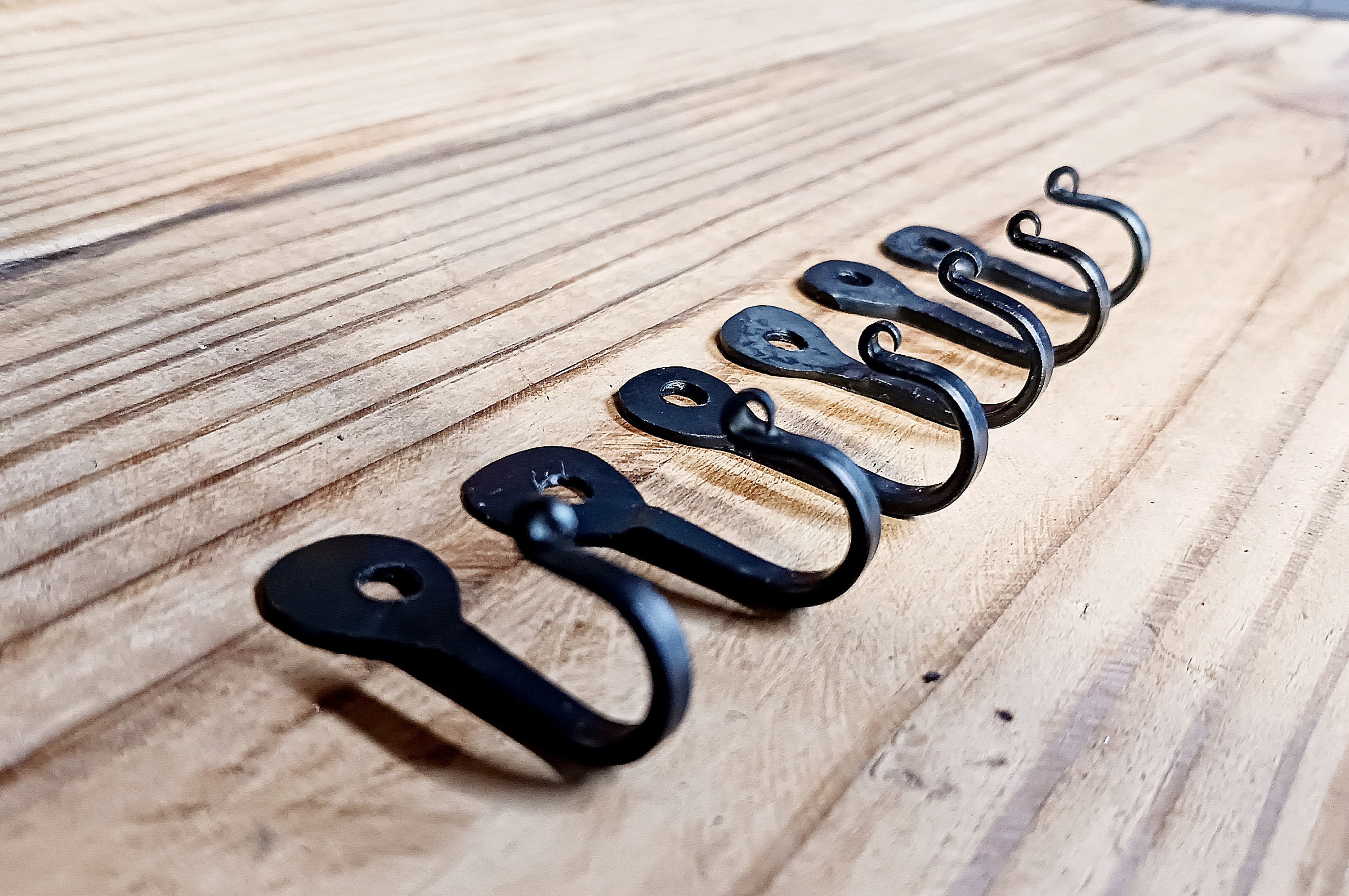 Set of 6 Black Horseshoe Nail Hooks Hand Forged - Etsy