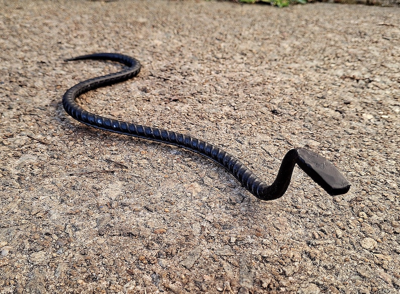 Hand Forged Iron Rebar Snake, Steel Snake Sculpture Decor, Yard Art ...