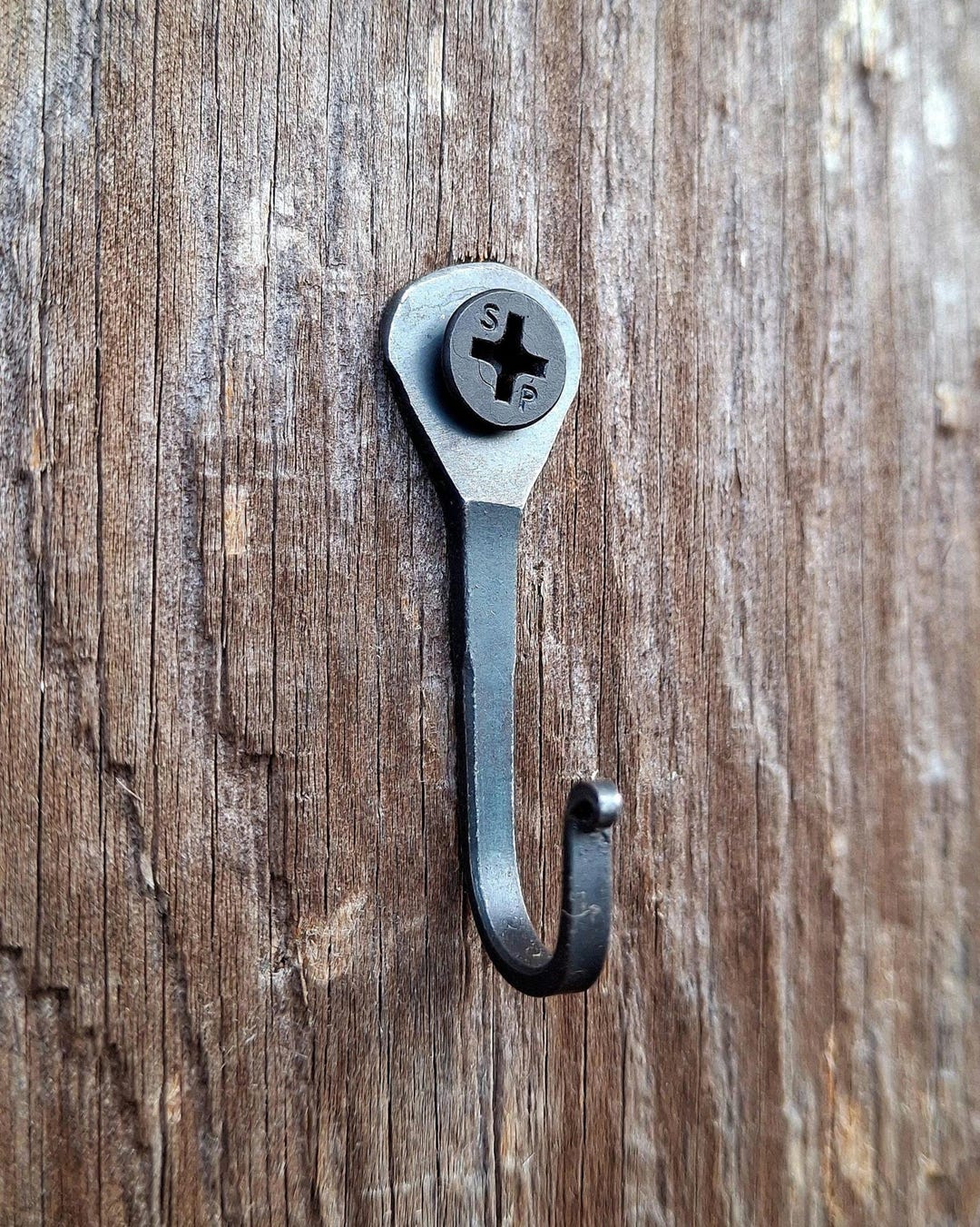 Black Horseshoe Nail Hook Hand Forged With Screw - Etsy