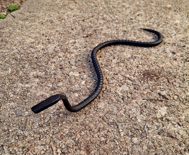 Hand Forged Iron Rebar Snake, Steel Snake Sculpture Decor, Yard Art ...