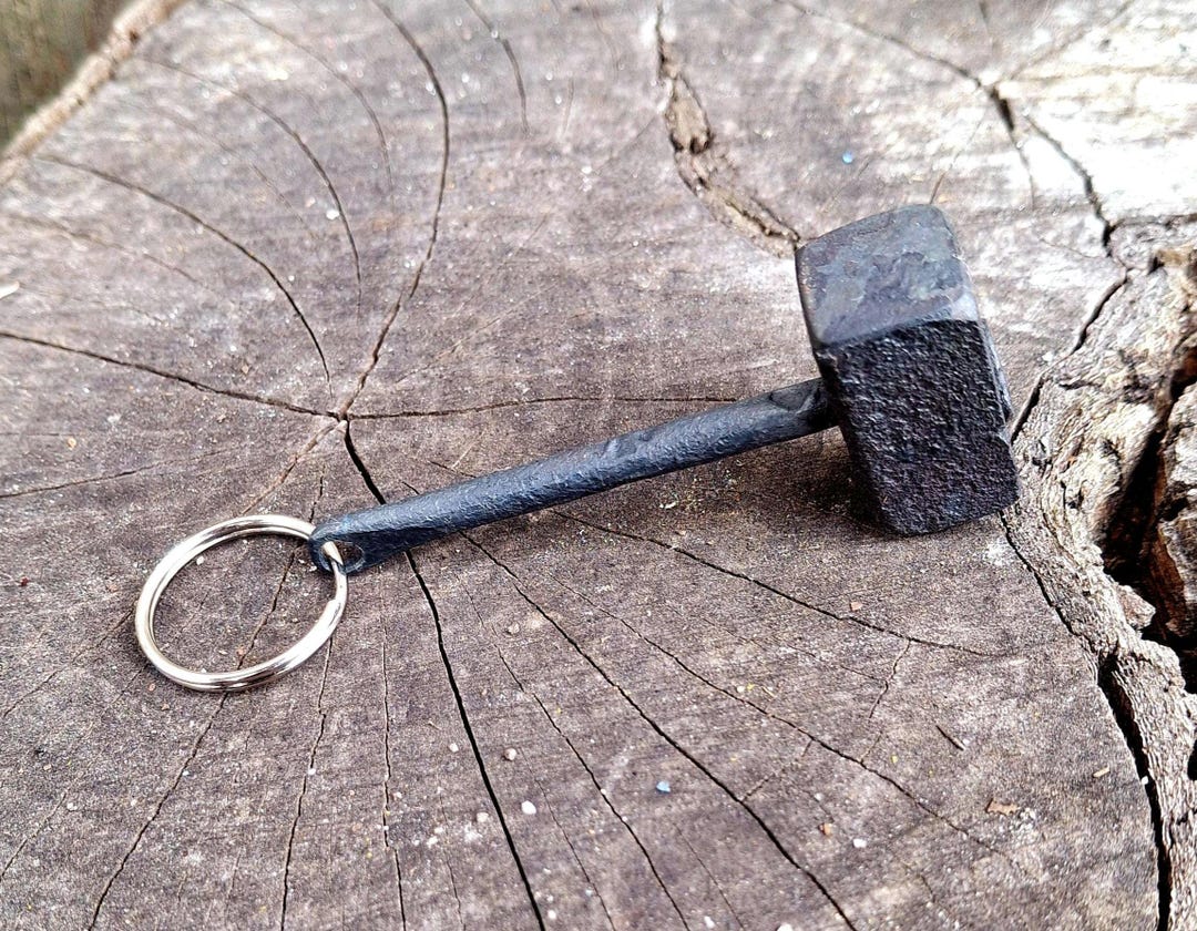 Hand Forged Thors Hammer Keychain, Keyring Included, Mjolnir Keychain ...