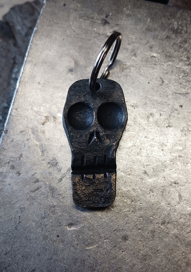 Hand Forged Skull Keychain/pendant/charm, Blacksmith Made, Steel Skull ...