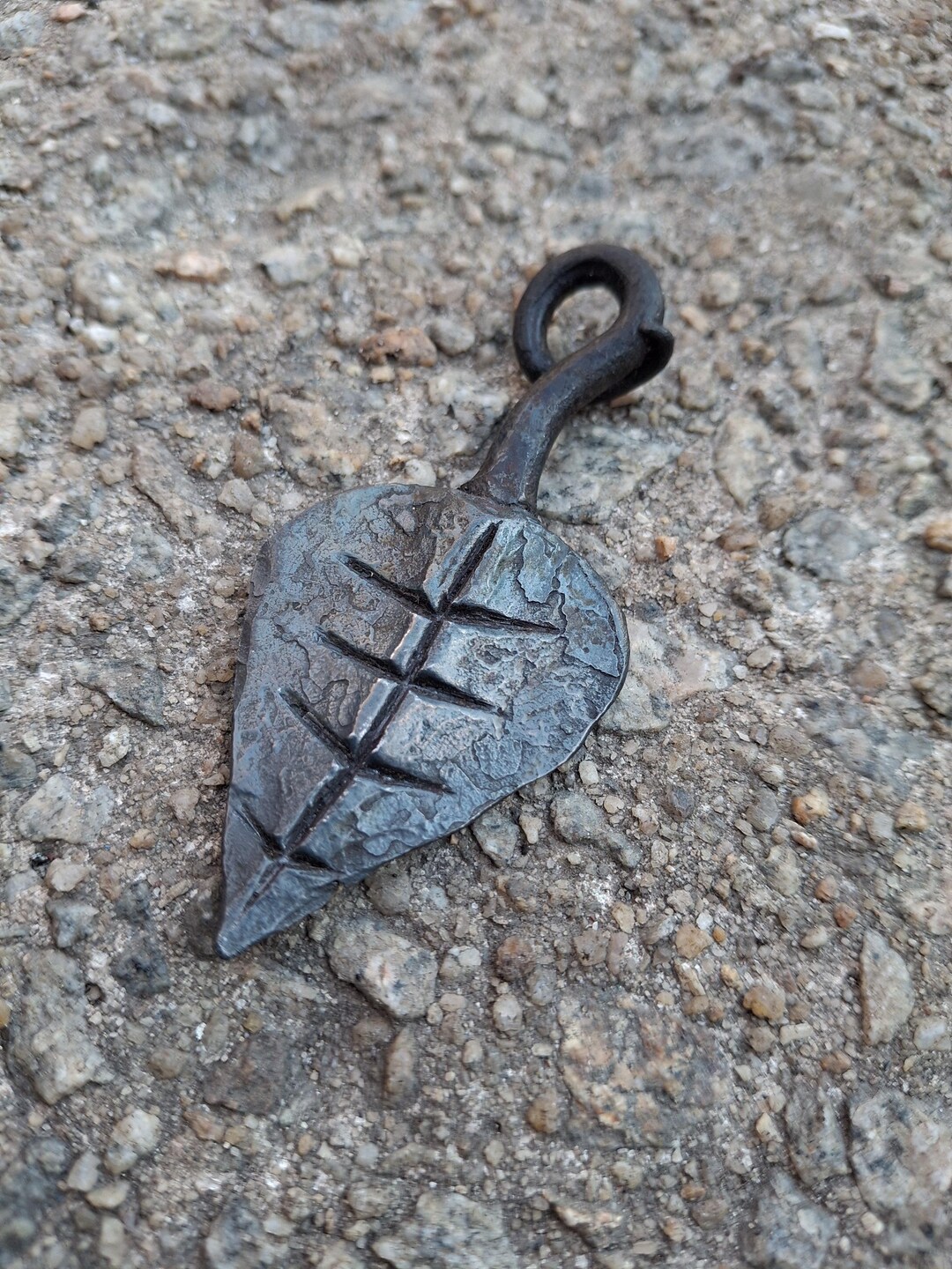 Hand Forged Iron Leaf Pendant/keyring/keychain/charm, Blacksmith Made ...