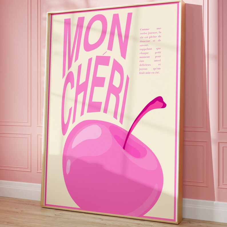 Mon Cheri Wall Art, Girly Prints, Pink Print, Trendy Wall Art, Luxury ...