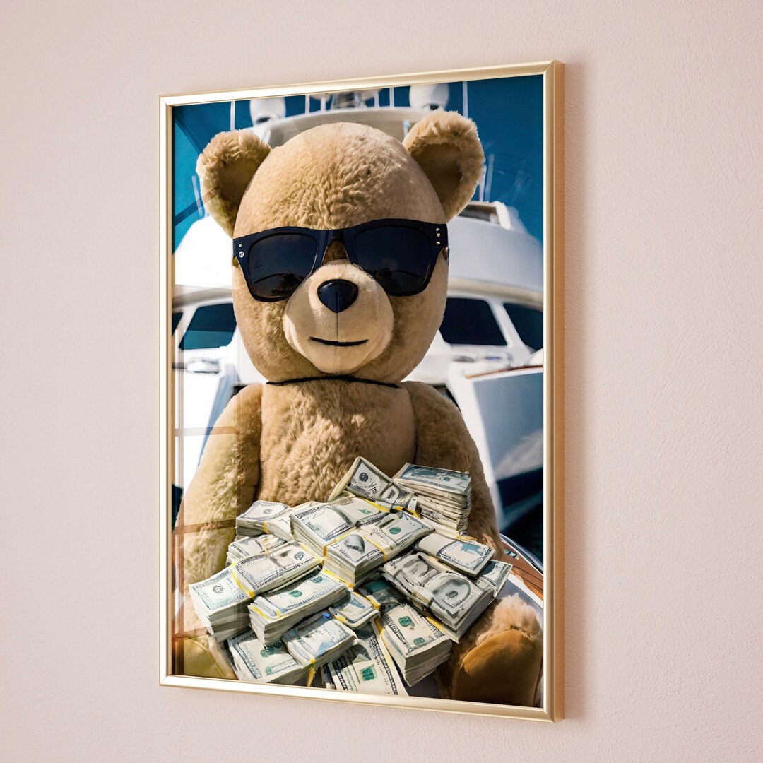 Money Wall Art, Teddy Bear Wall Art Poster Digital Print Instant ...