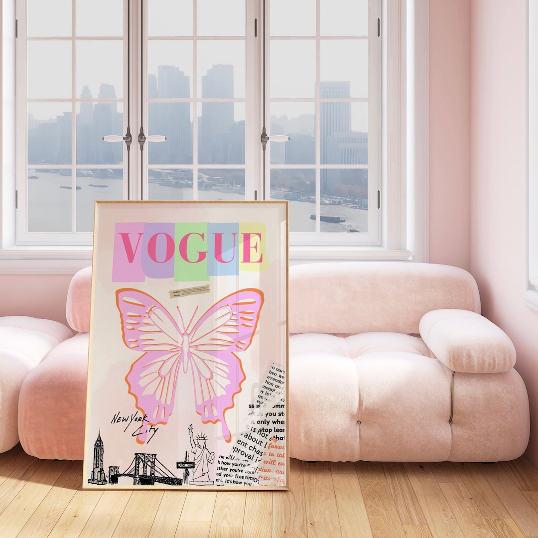 Vogue Poster, Butterfly Vogue Print, Trendy Wall Art, Vogue Wall Art ...