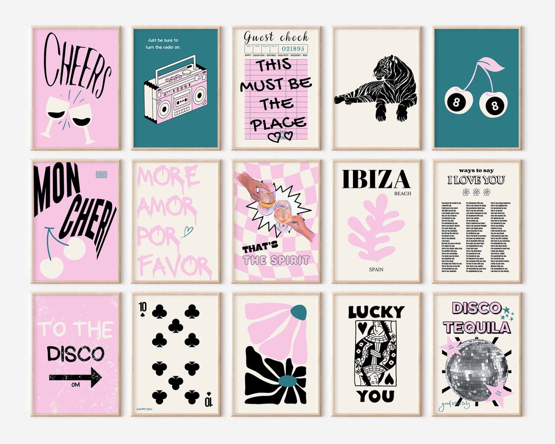 Preppy Trendy Wall Art Set Girly Prints Preppy Decor Y2k Apartment ...