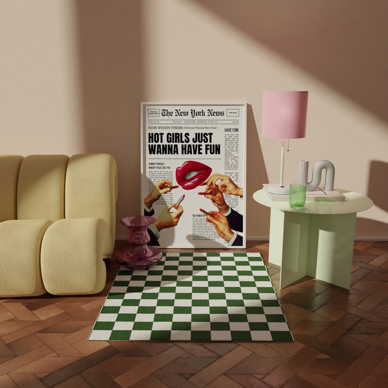 Newspaper Poster, Lips Print, Trendy Wall Art, Girly Print, News Print ...