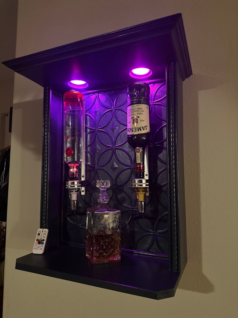 Liquor Dispenser Wall Mounted W/ 3-D Panel & Color Changing LED Lights ...