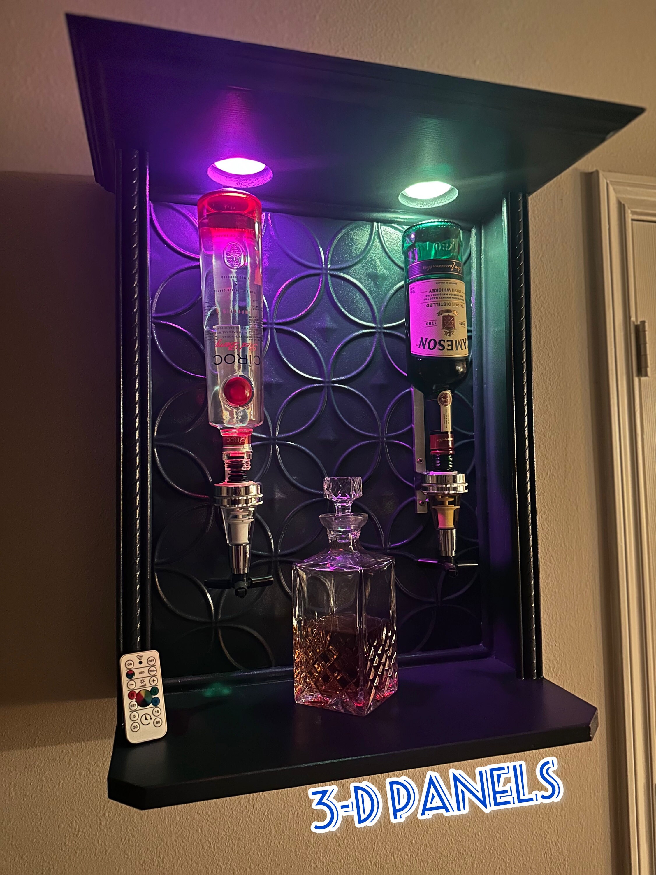Liquor Dispenser Wall Mounted W/ 3-D Panel & Color Changing LED Lights ...