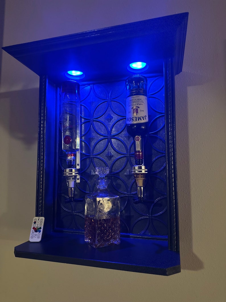 Liquor Dispenser Wall Mounted W/ 3-D Panel & Color Changing LED Lights ...