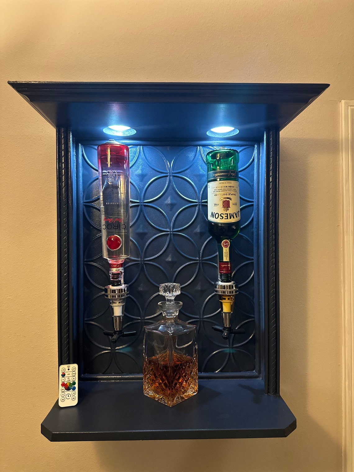 Liquor Dispenser Wall Mounted W/ 3-D Panel & Color Changing LED Lights ...