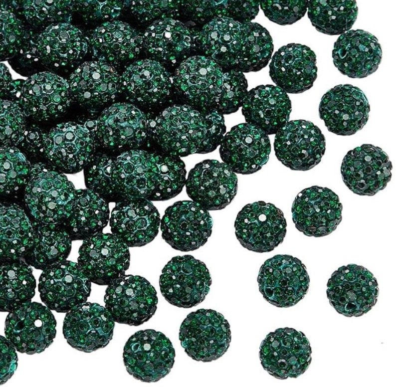 10mm Emerald Polymer Clay Bead Destash-20pcs , Sparkle, Shamballa, Pave ...
