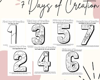 7 Days of Creation Bible Coloring Pages - Etsy