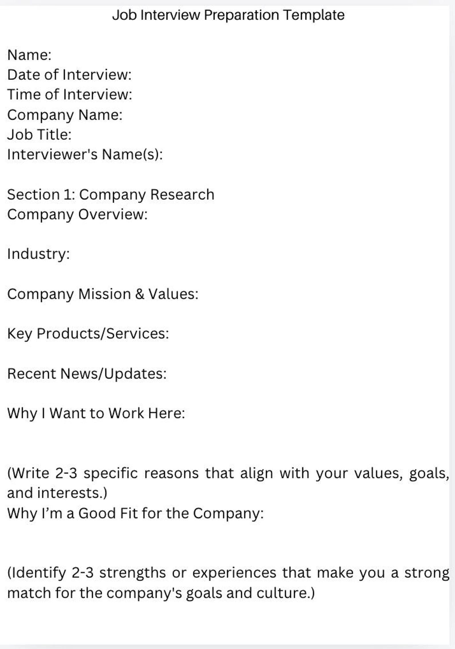 Job Interview Preparation Guide & Application Tracker | Interview Notes ...