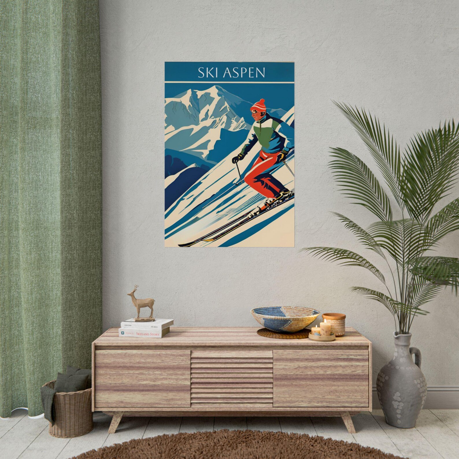 Vintage Alpine Ski Art Prints | Retro Ski Wall Art for Cabin Decor ...