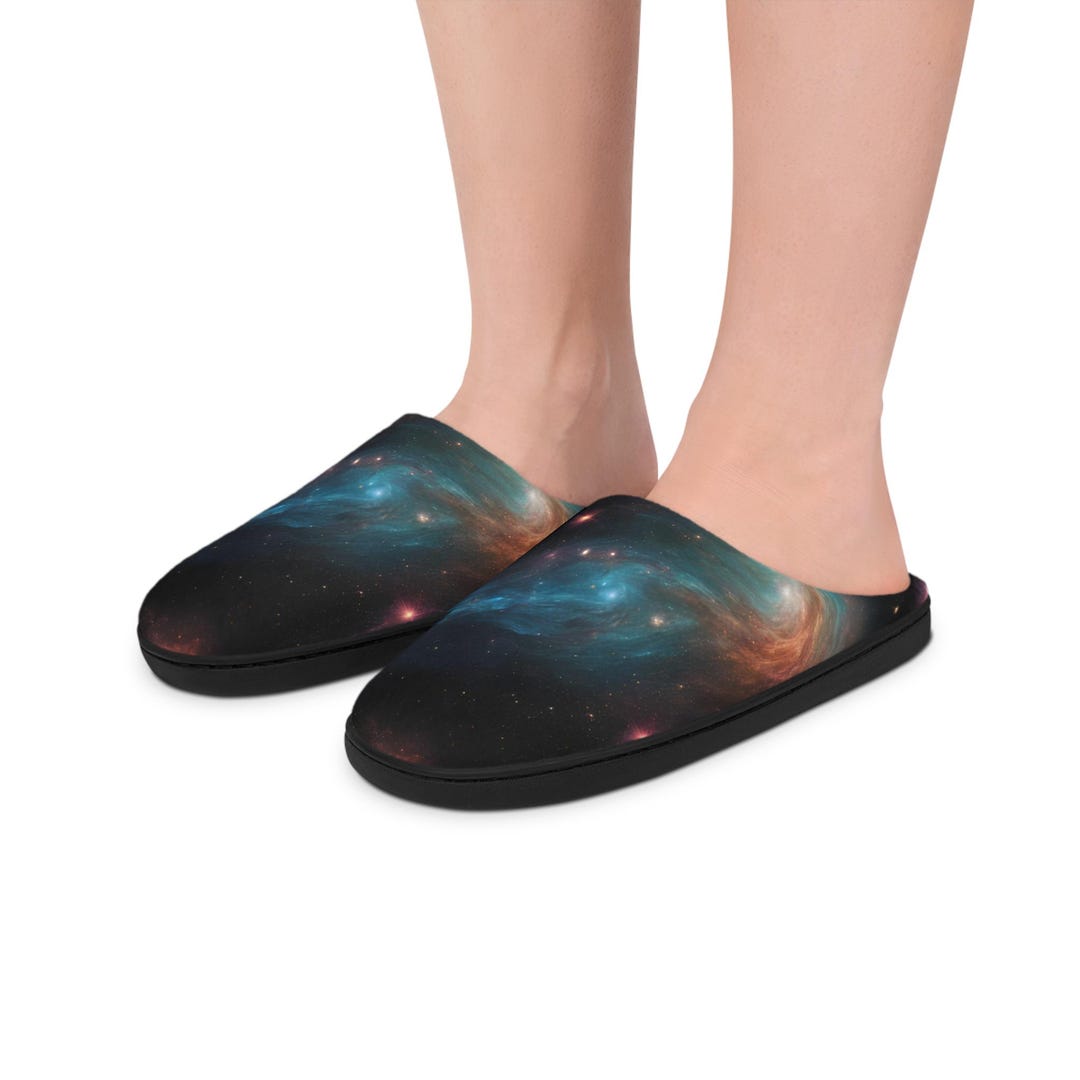 Galaxy Slippers, Space House Shoes, Celestial Indoor Footwear, Starry ...