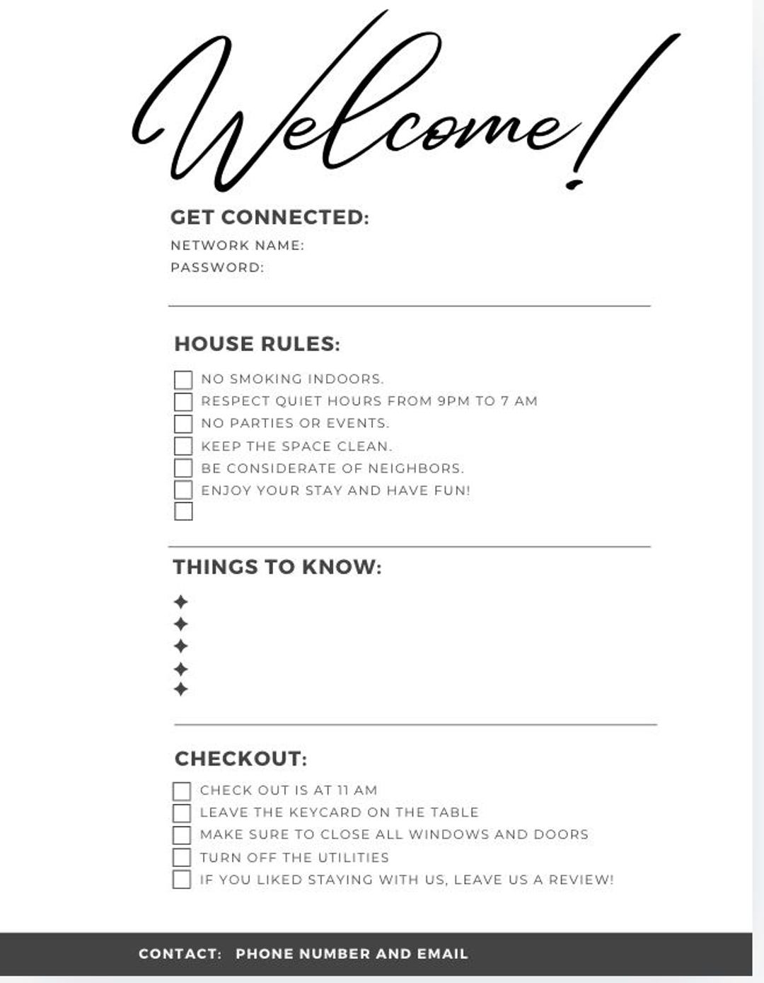 Airbnb Host Printable Bundle: Welcome Guide, House Rules, Wi-fi Sign ...