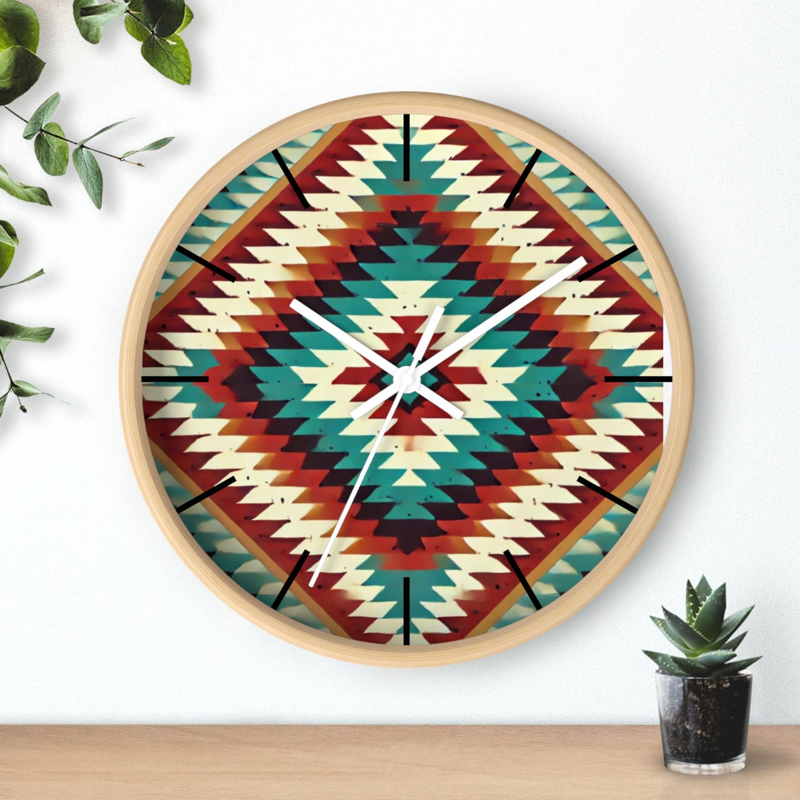 Aztec Wall Clock: Handmade Tribal Boho Decor, Southwestern Design - Etsy