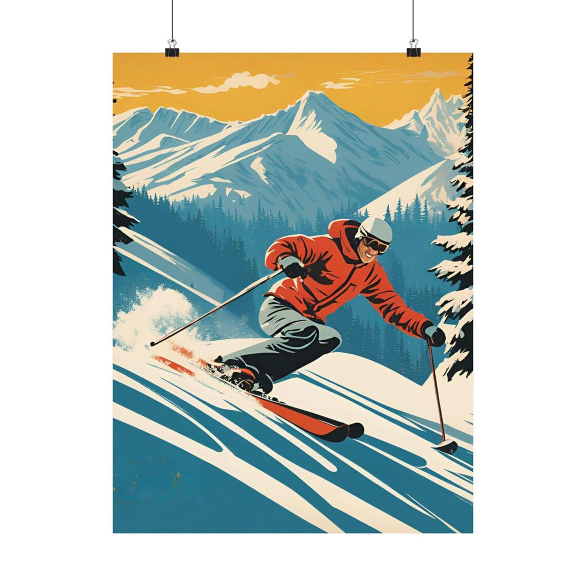 Ski Poster | Custom Skiing Wall Art, Personalized Ski Print, Mountain ...