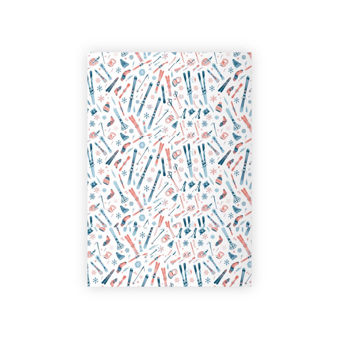 Skiing Wrapping Paper, Christmas Gift Wrap Roll, Winter Holiday Gift ...